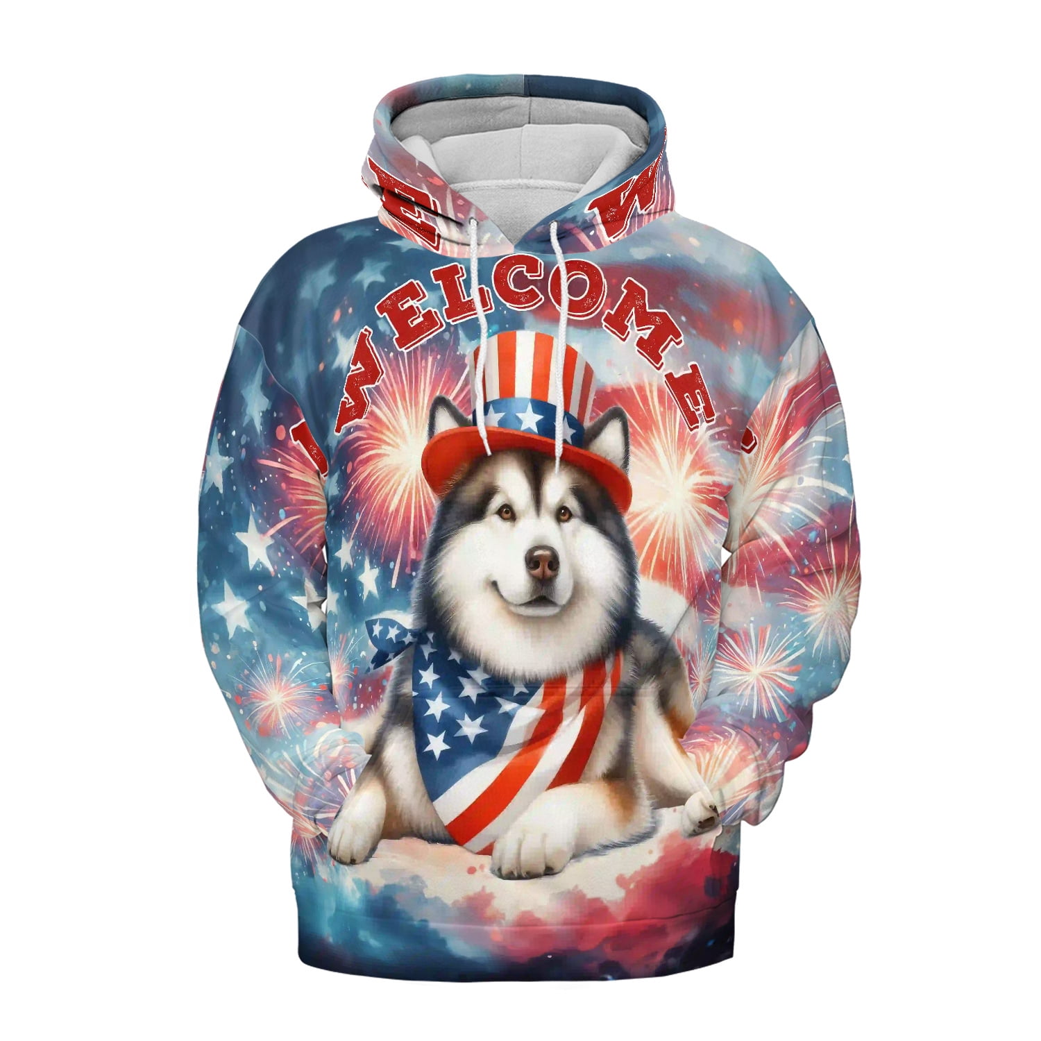 Alaskan Malamute Patriotic Welcome for 4Th of July Independence Day All ...