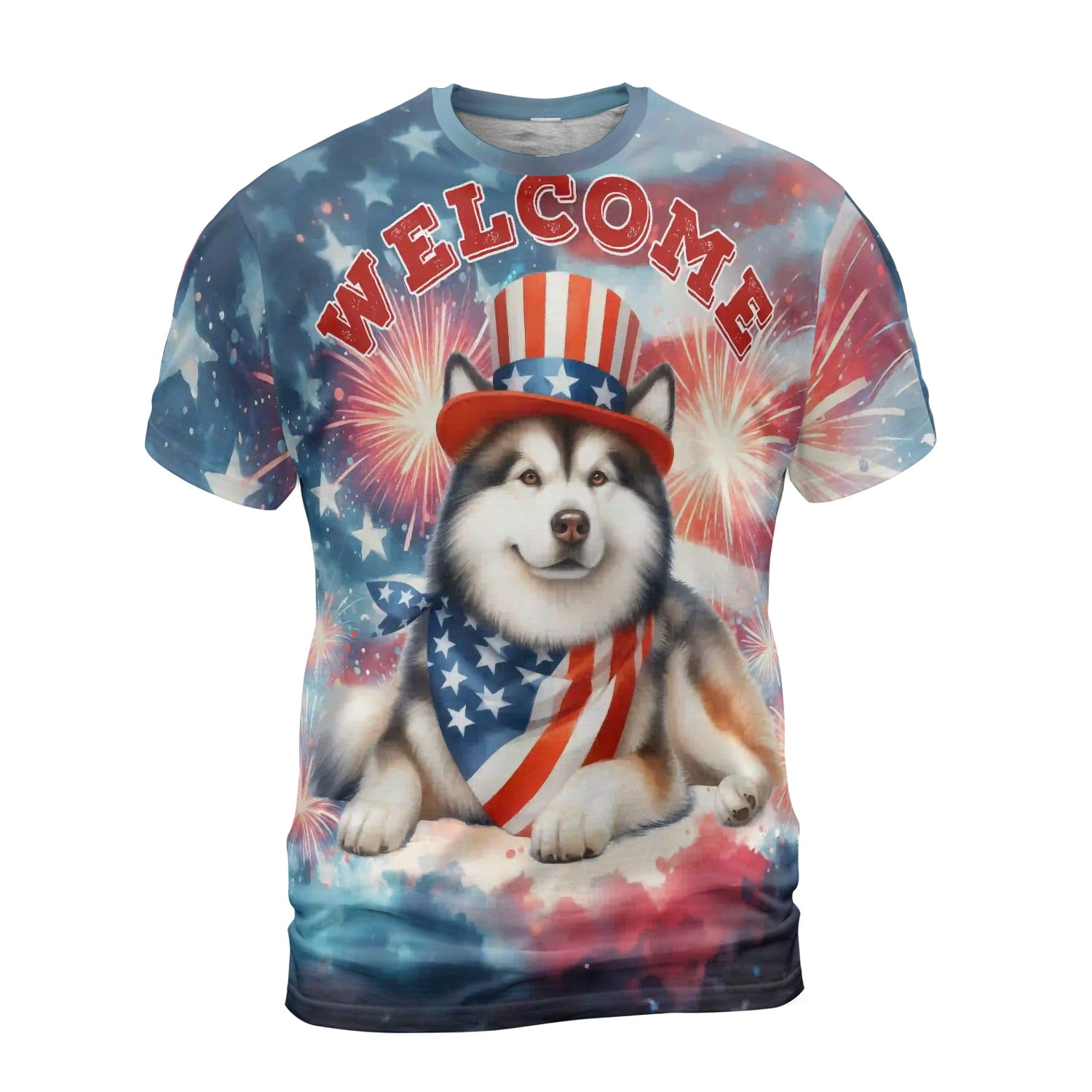 Alaskan Malamute Patriotic Welcome for 4Th of July Independence Day All ...