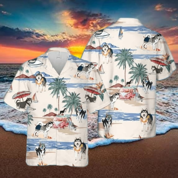 Alaskan Malamute Summer Beach Hawaiian Shirt - Walmart.com