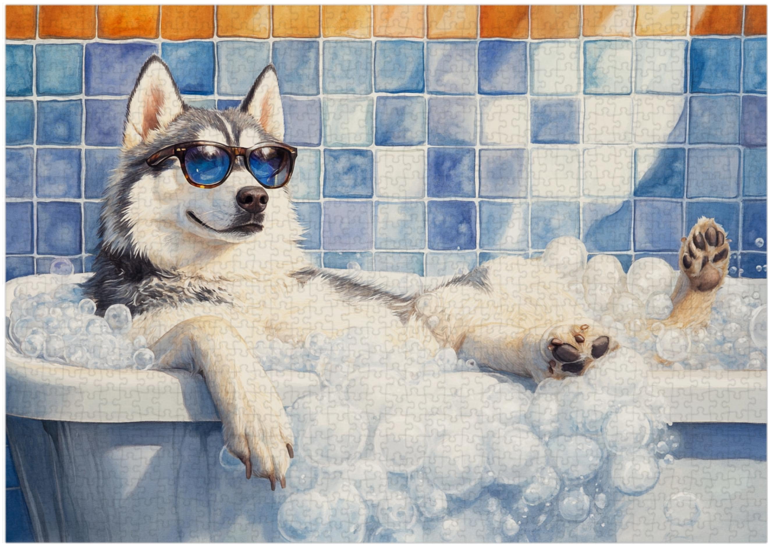 Alaskan Malamute Taking Bubble Bath Jigsaw Puzzle 1000 Pieces for ...