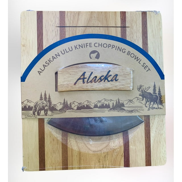 Alaskan Ulu Knife and Chopping Bowl Set Handle Strip Board - Walmart.com