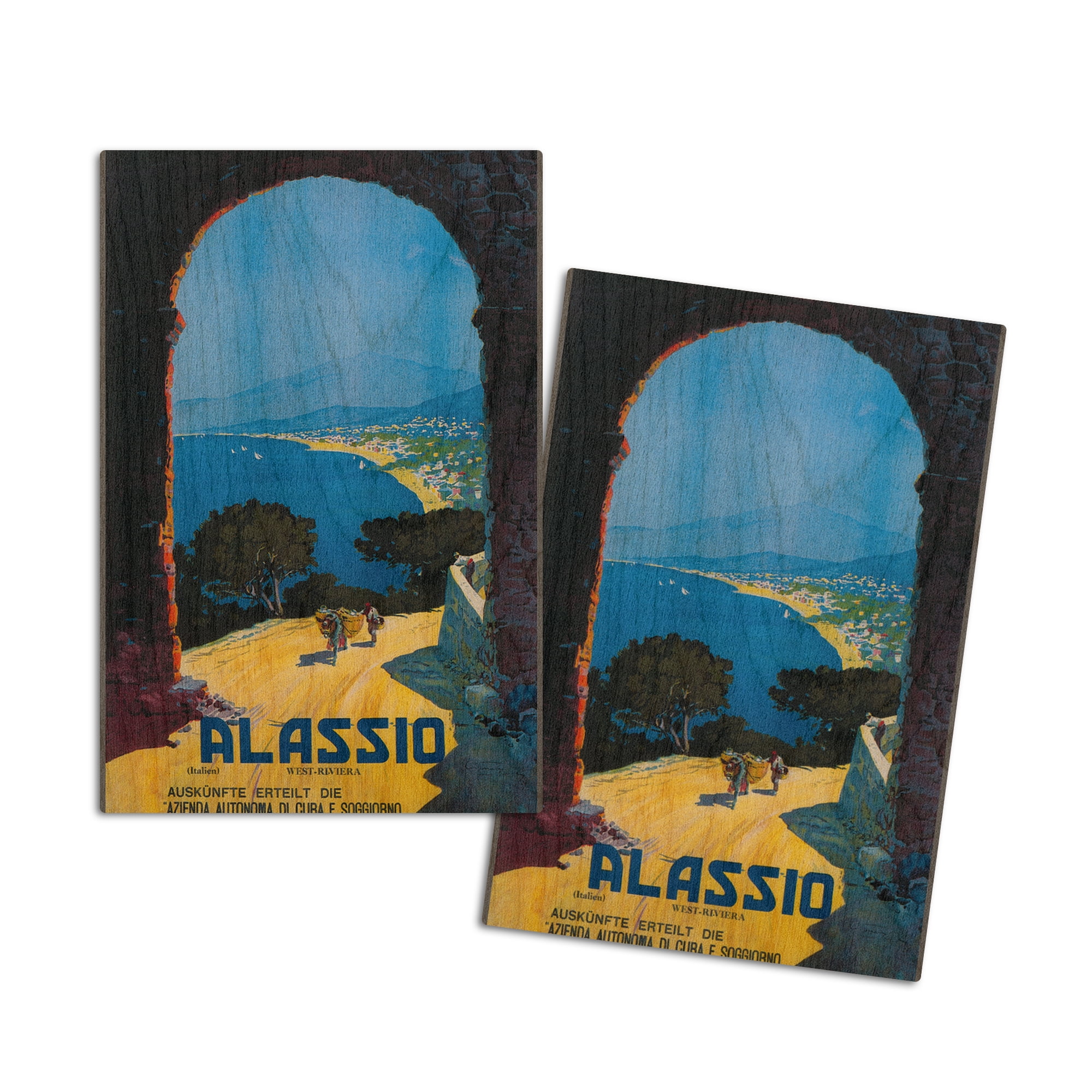 Alassio, Italy, West Italian Riviera, Vintage Travel Poster (4x6 Birch ...