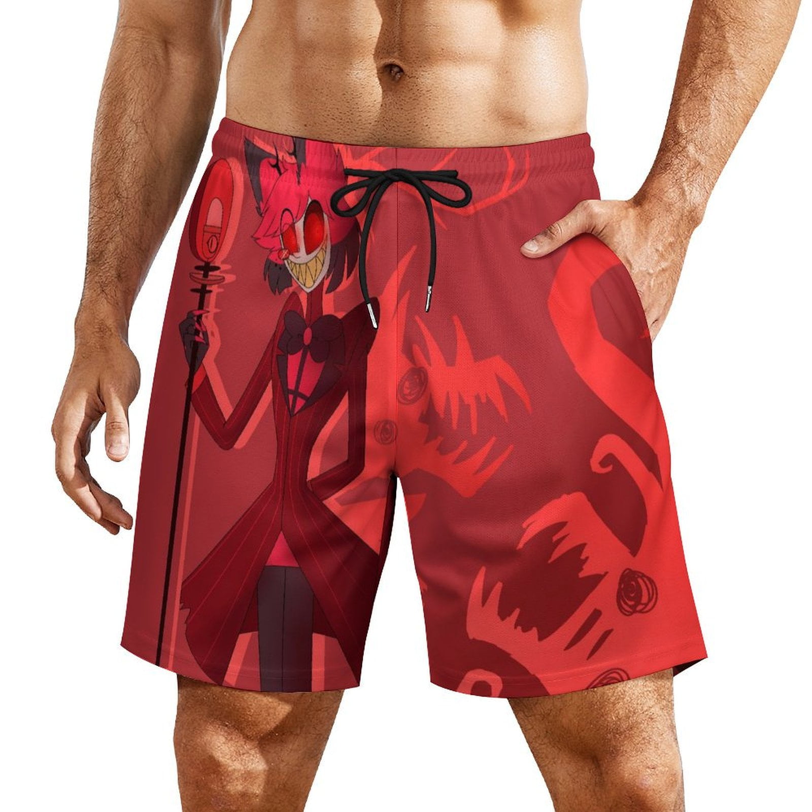 Alastor Hazbin Hotel Animation Mens Board Shorts Summer Swim Trunks ...