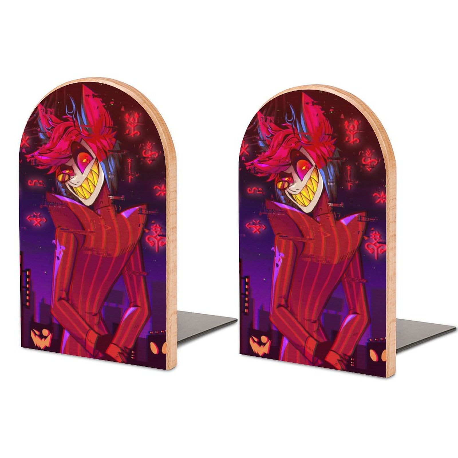 Alastor Hazbin Hotel Anime Bookends Wood Book Divider Decor Shelves Non ...