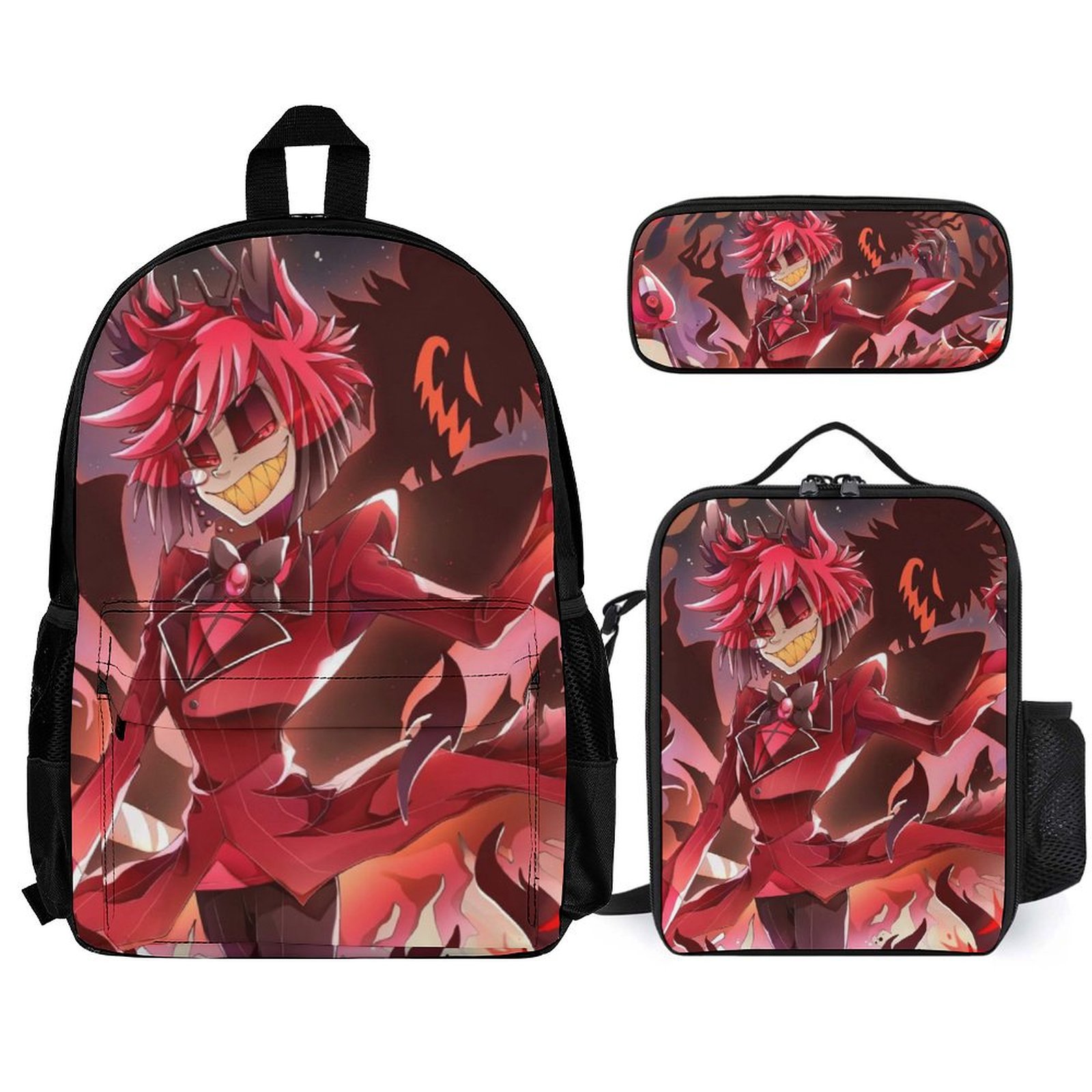 Alastor Hazbin Hotel Comedy Schoolbag 3-Pieces Set With Pencil Case ...