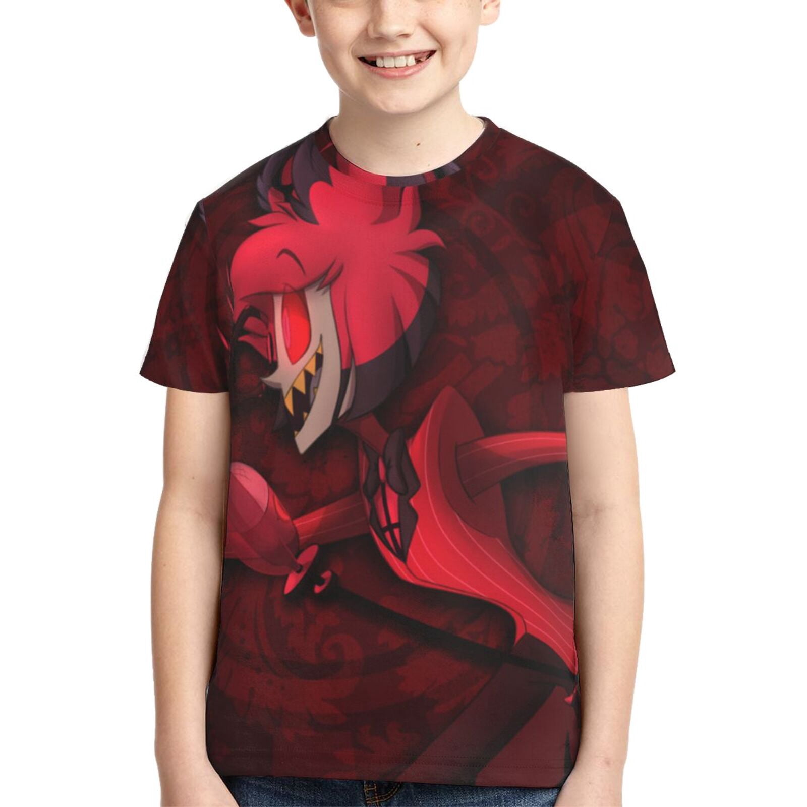 Alastor Hazbin Hotel Teen T-Shirt Crewneck Short Sleeve Double-Sided ...