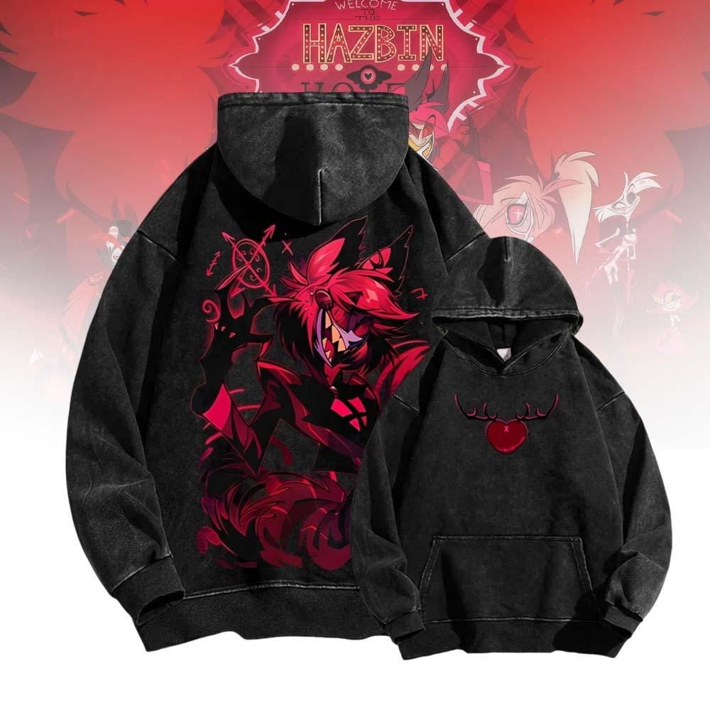 Alastor Hazbin Hotel Washed Hoodie, Alastor Hazbin Unisex Hoodie, For ...