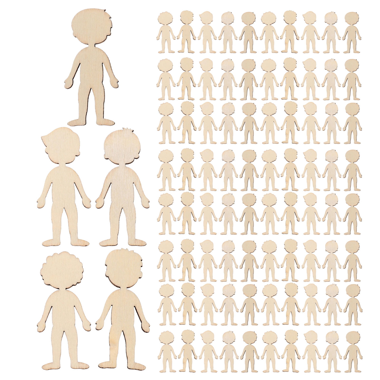Alasum 200 Pcs Blank Wooden People Shape Cutouts, Unfinished Wood ...
