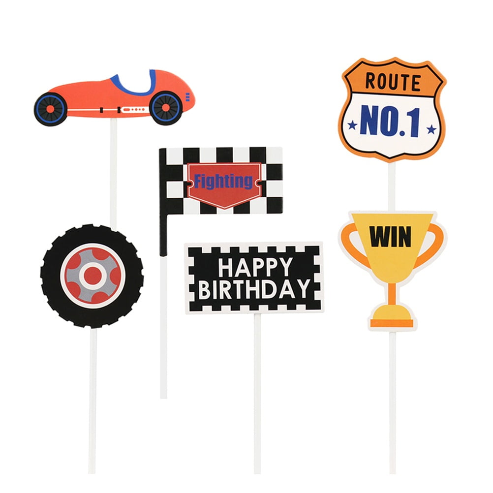 Alasum 24Pcs Racing Car Cupcake Picks Trophy Checkered Flag Toppers for ...