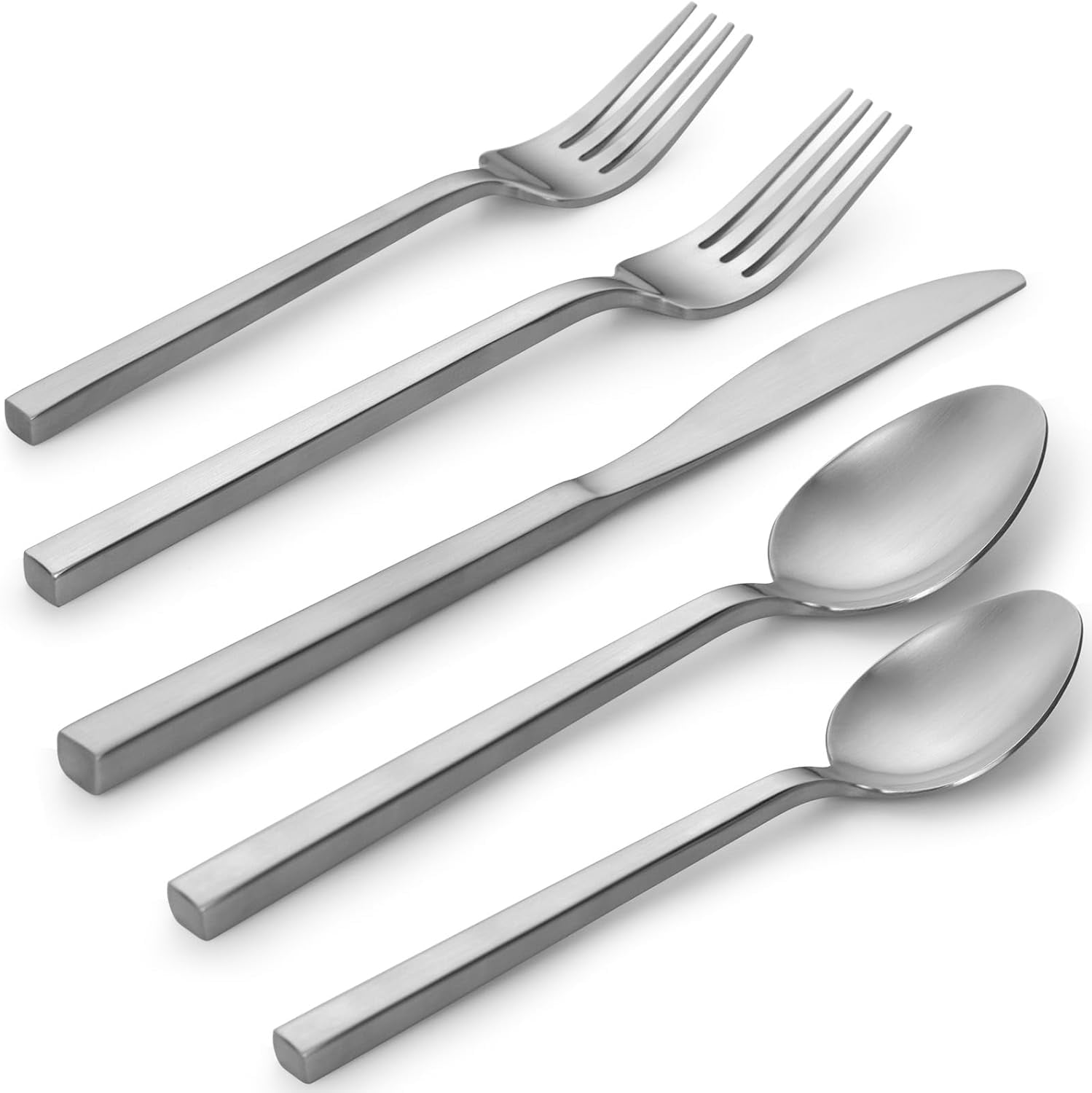 Alata Cube 20-Piece Forged Silverware Set Stainless Steel Flatware Set ...