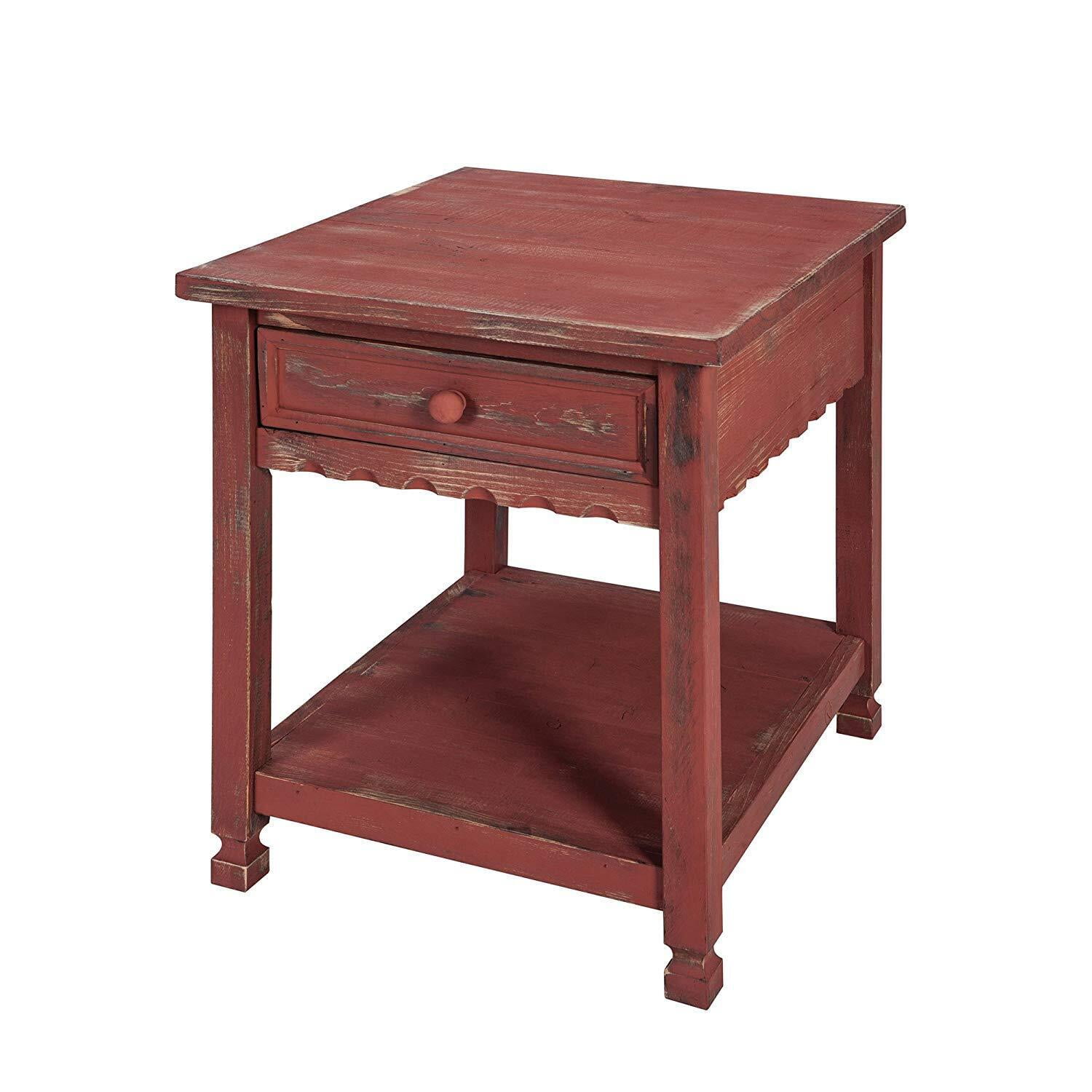 Alaterre Country Cottage End Table Rustic Red Antique Finish Walmart