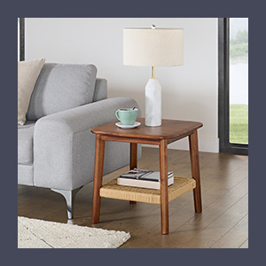 Alaterre Furniture Calais Acacia Wood Side Table with Shelf, Mid ...