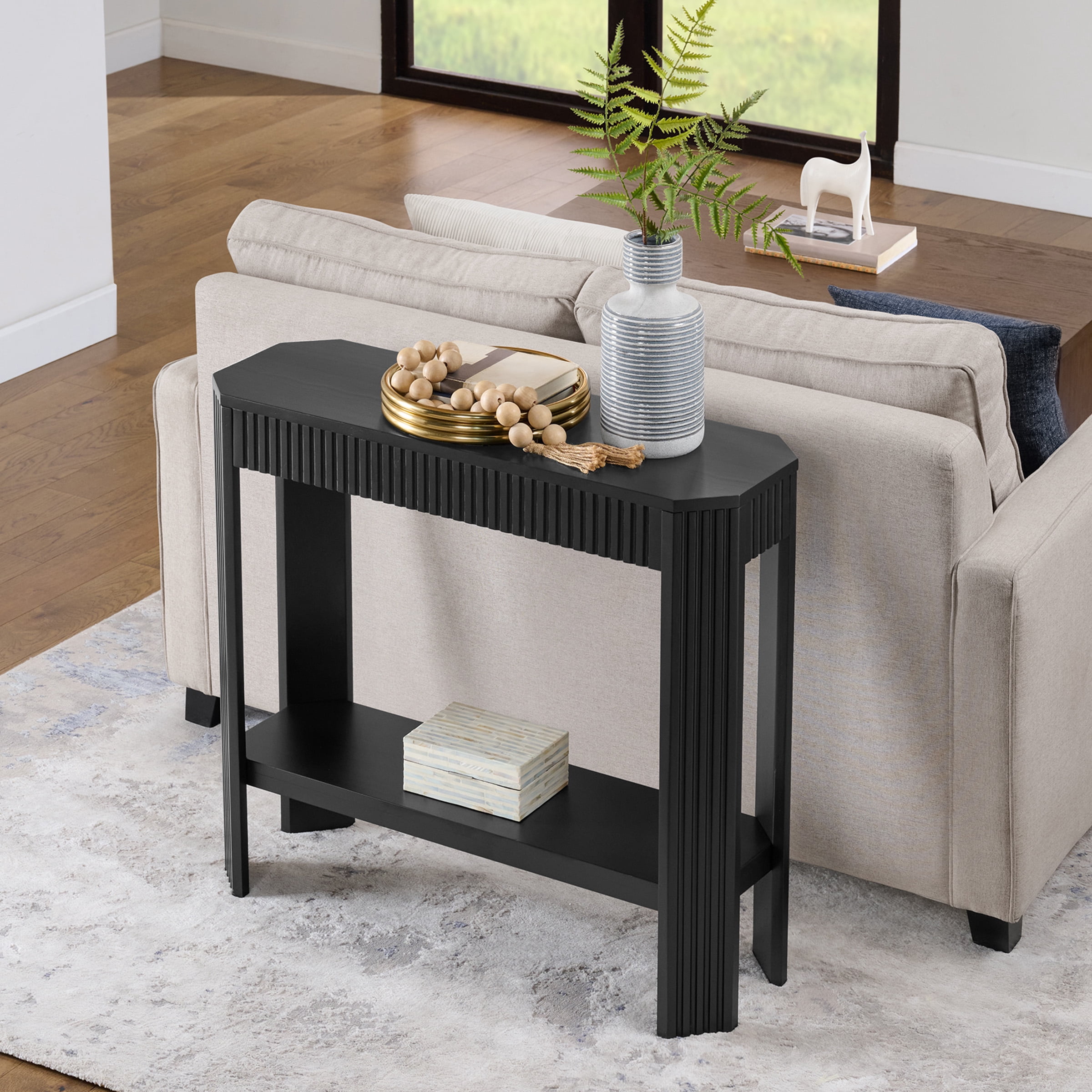 Alaterre Furniture Fluted Wood Console Table - 36in Modern Entryway ...