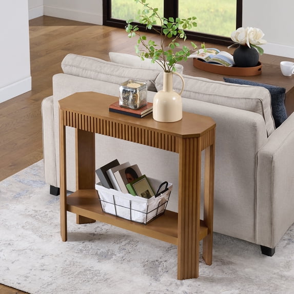Alaterre Furniture Fluted Wood Console Table - 36in Modern Entryway ...