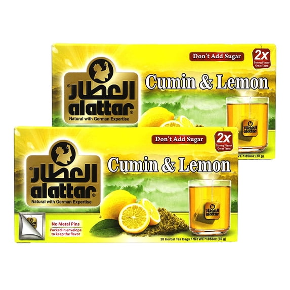 Alattar Cumin & Lemon Herbal Tea Bags, 2 Boxes (20 bags per box ...