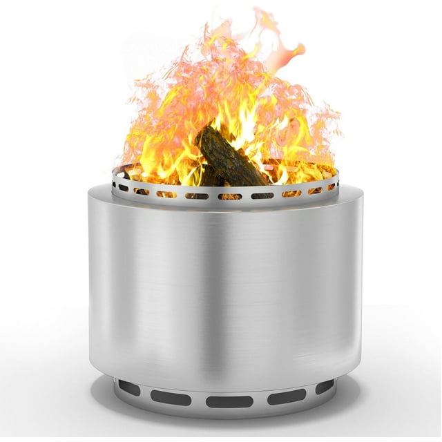 ALAULM 19 inch Smokeless Fire Pit Stove Outdoor Stainless Steel ...