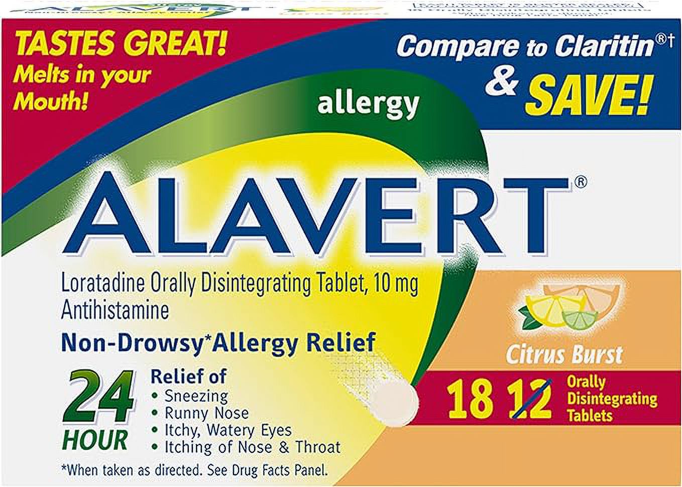 Alavert Allergy 24 Hour Relief, Citrus Burst Flavor, Orally ...