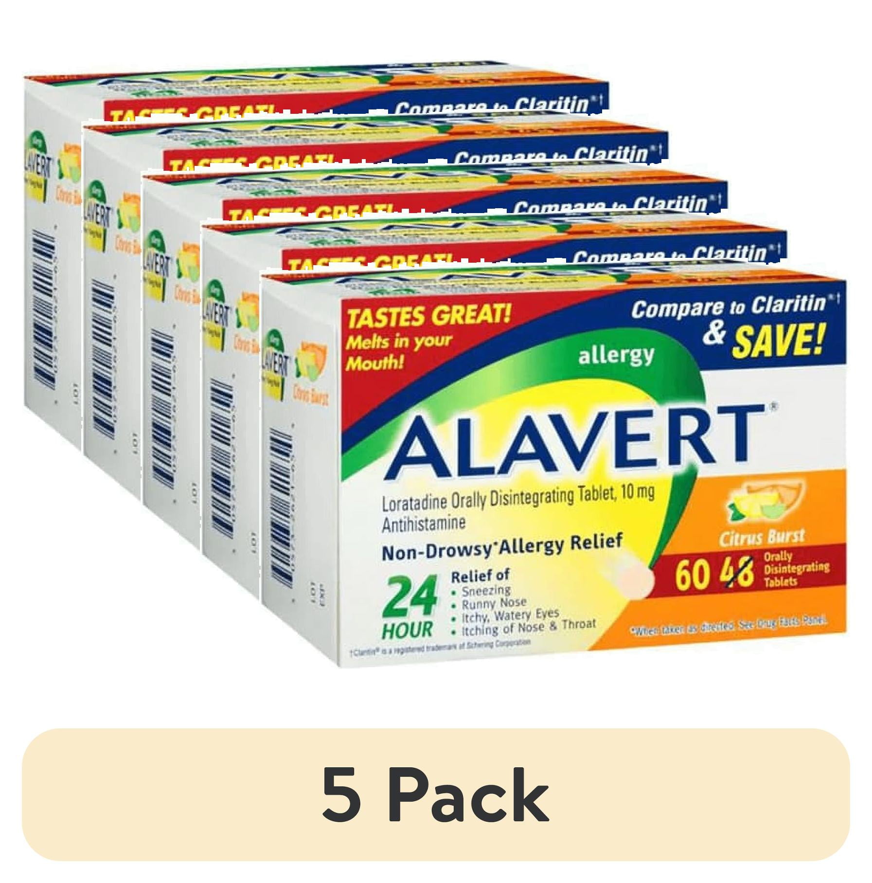 (5 pack) Alavert Allergy 24 Hour Relief, Citrus Burst Flavor, Orally ...