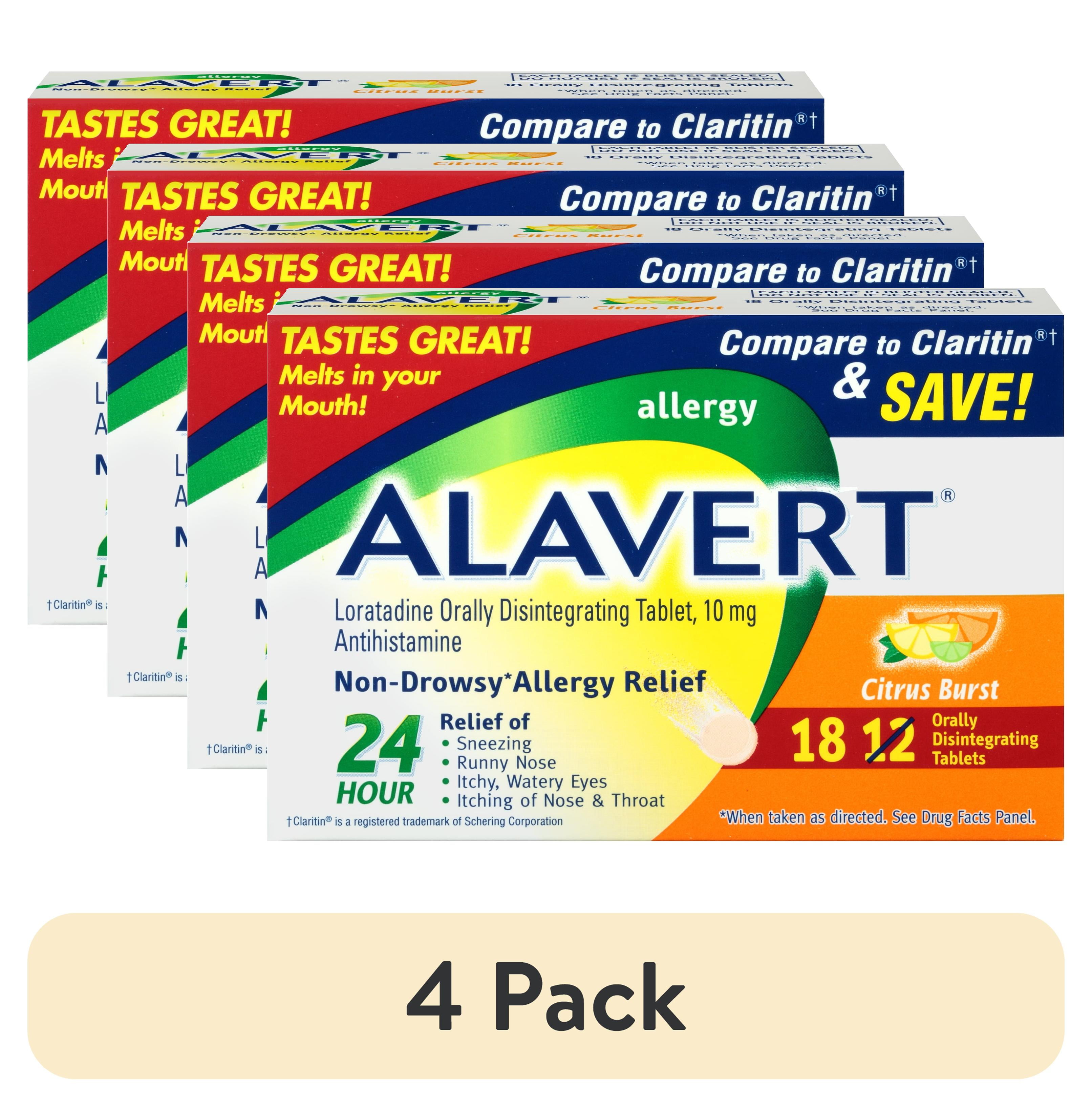 (4 pack) Alavert Allergy 24-Hour Relief (Citrus Burst Flavor Orally ...