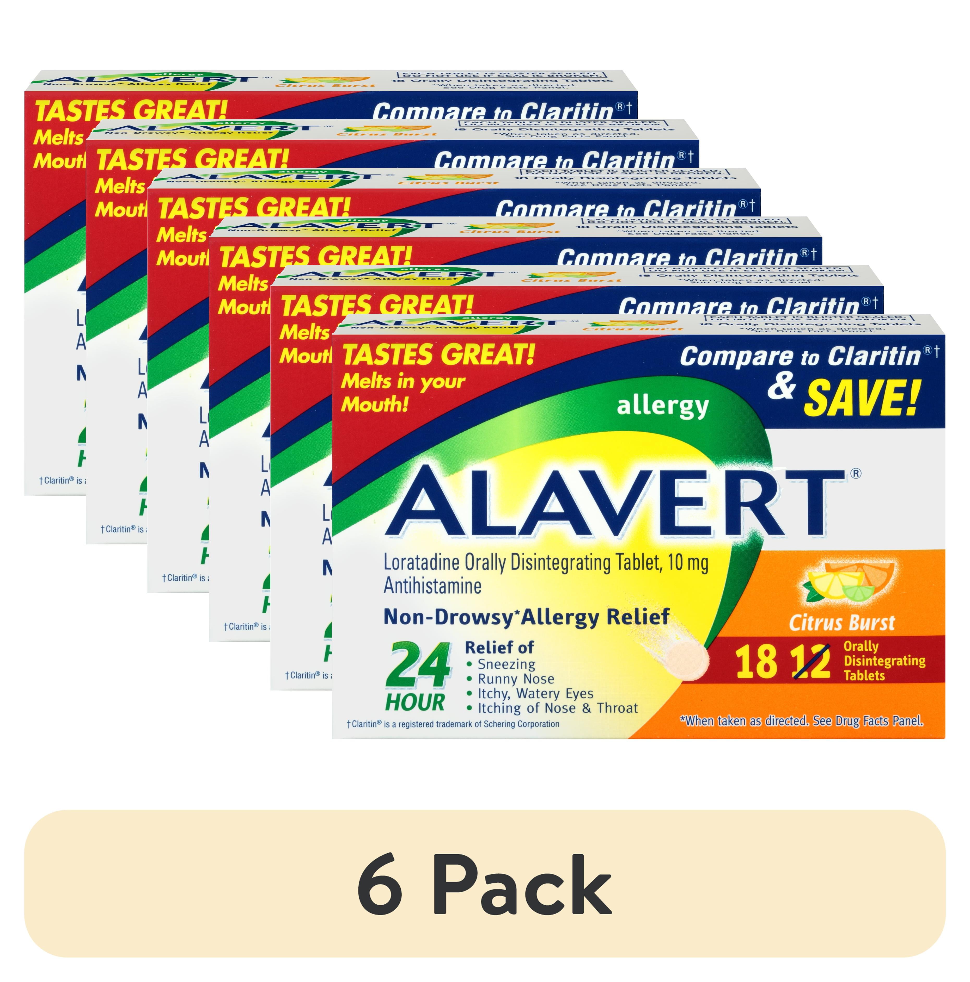 (6 pack) Alavert Allergy 24-Hour Relief (Citrus Burst Flavor Orally ...