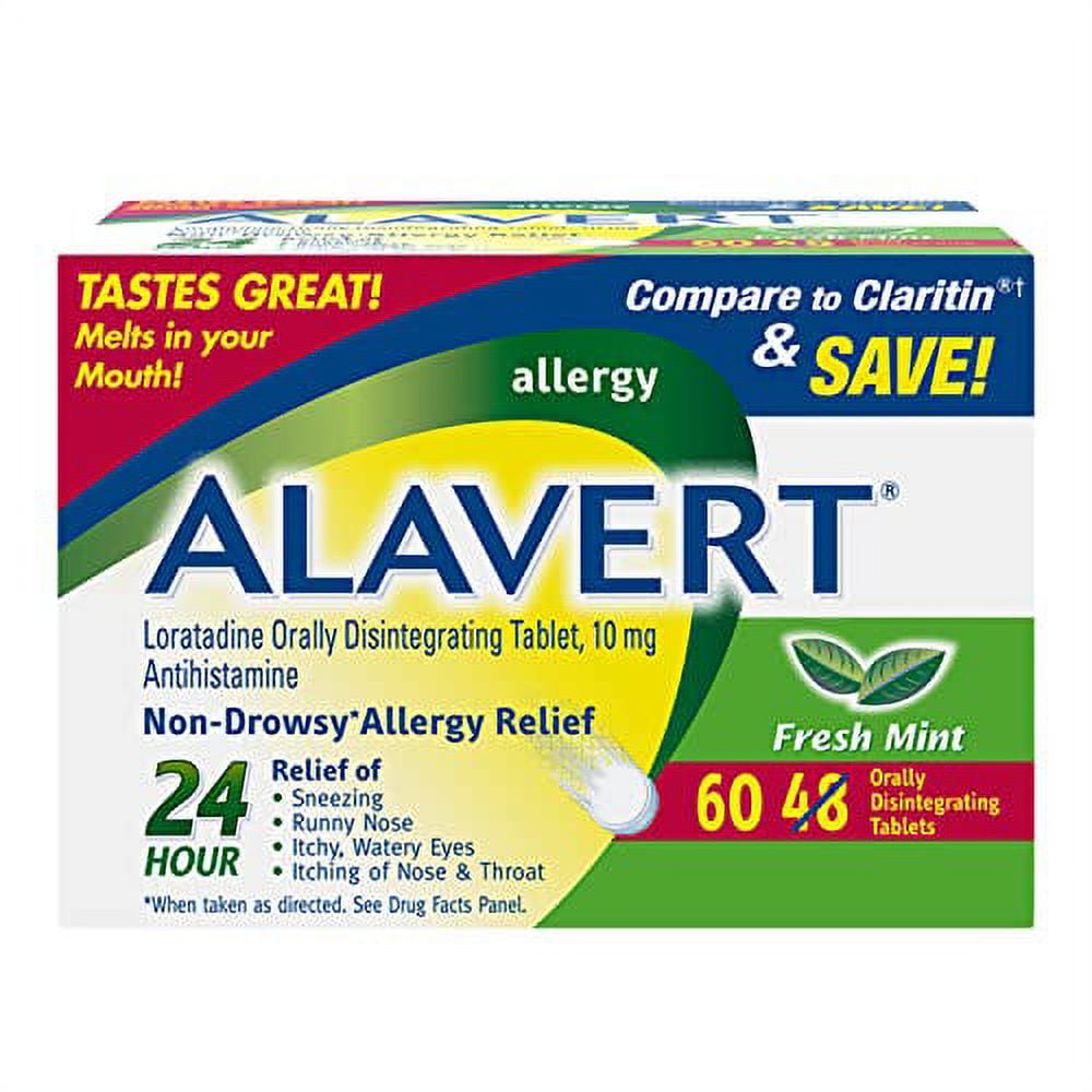 Alavert Allergy 24 Hour Relief, Fresh Mint Flavor, Orally ...