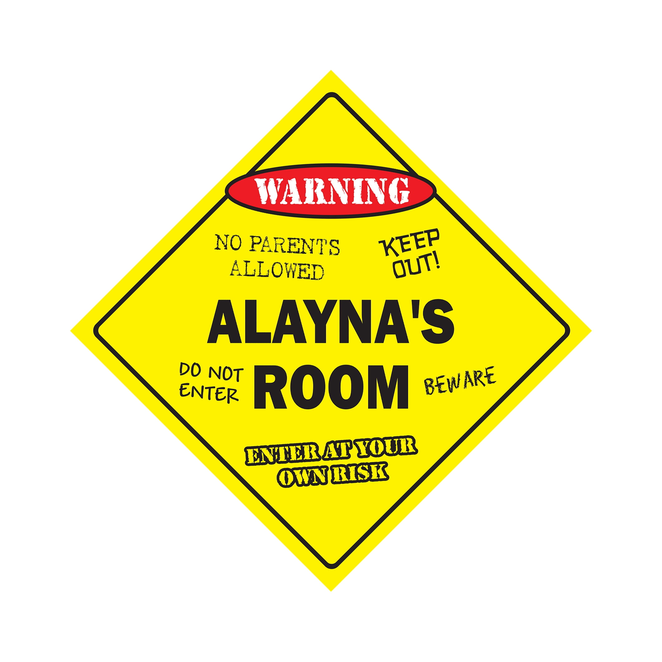 Alayna's Room Sign Crossing Zone Xing | Indoor/Outdoor | 17" Tall kids ...