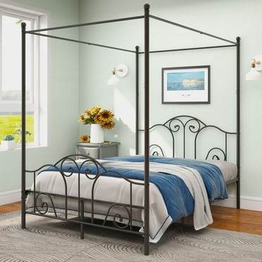 Free Shipping! Uforic King Size Platform Metal Canopy Bed Frame with ...