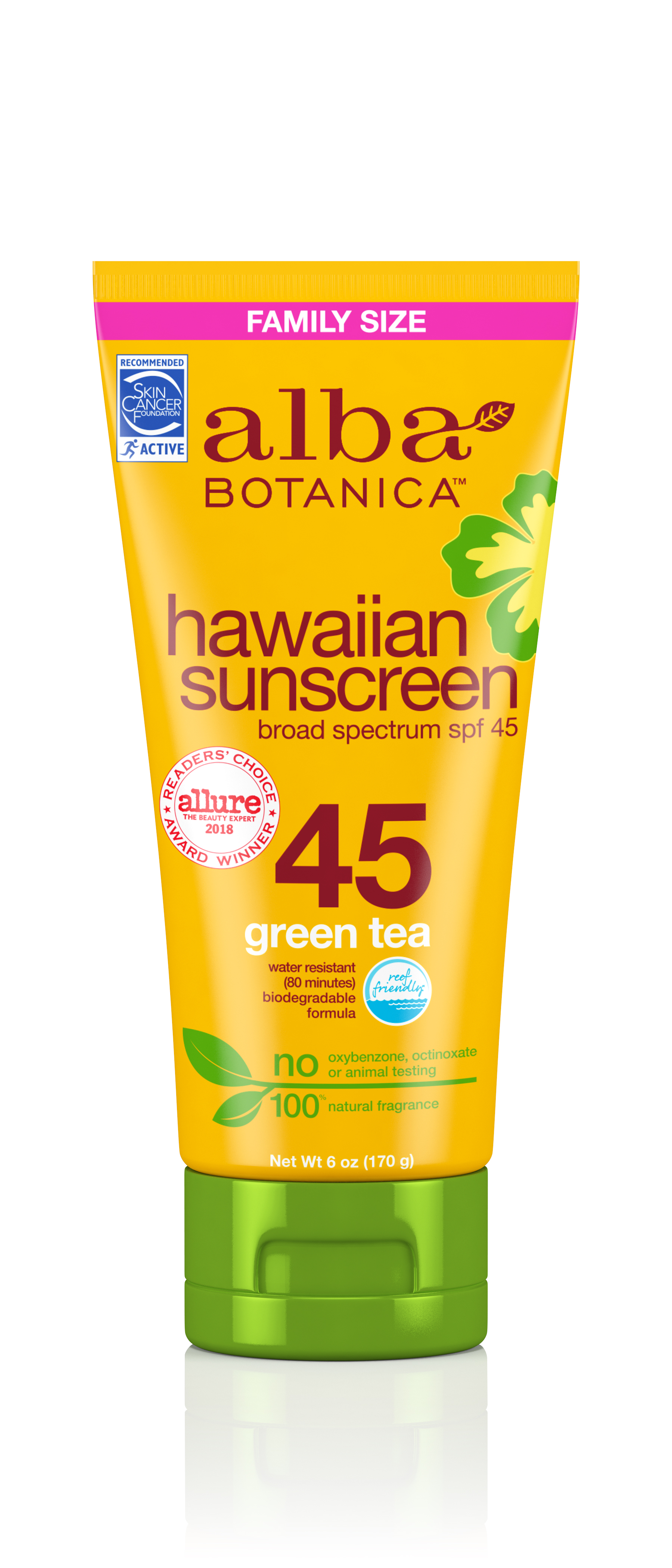 Alba Botanica Hawaiian Sunscreen Lotion SPF 45, Green Tea, 6 oz HSA/FSA ...