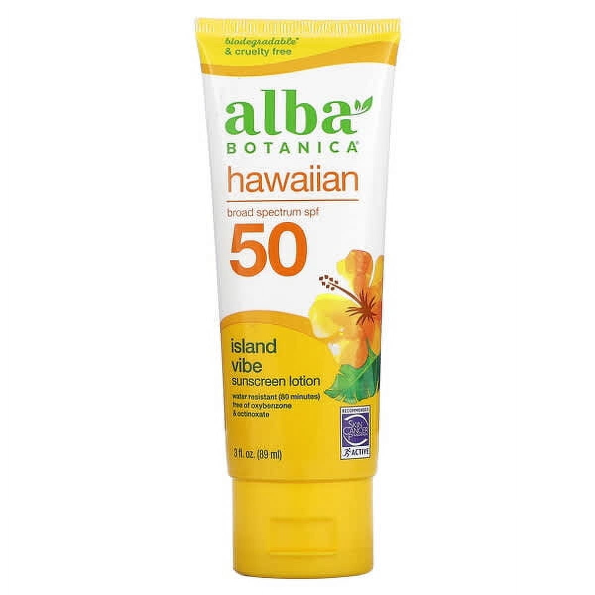 Alba Botanica, Hawaiian Sunscreen Lotion, SPF 50, Island Vibe, 3 fl oz ...
