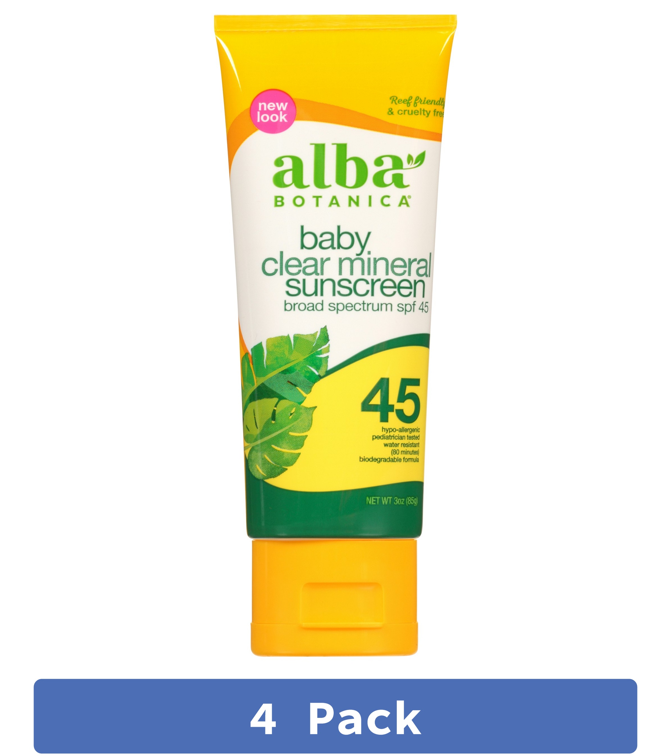 Alba Botanica Mineral Baby Sunscreen SPF 45 3 oz (Pack Of 4) - Walmart.com