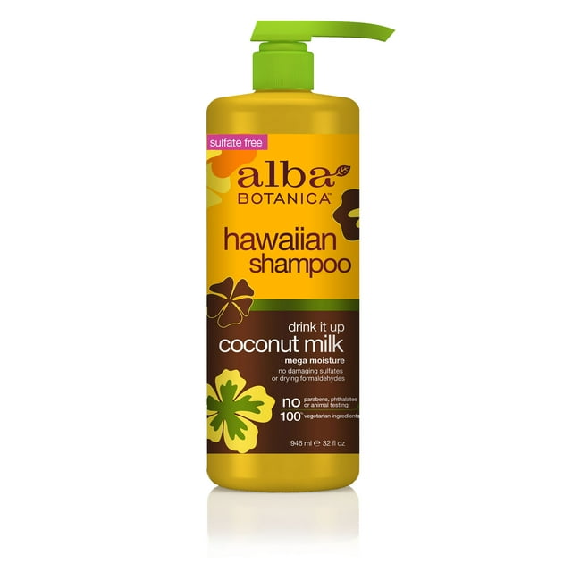 Alba Botanica Hydrating Shampoo, Coconut Milk, Protects from Heat ...