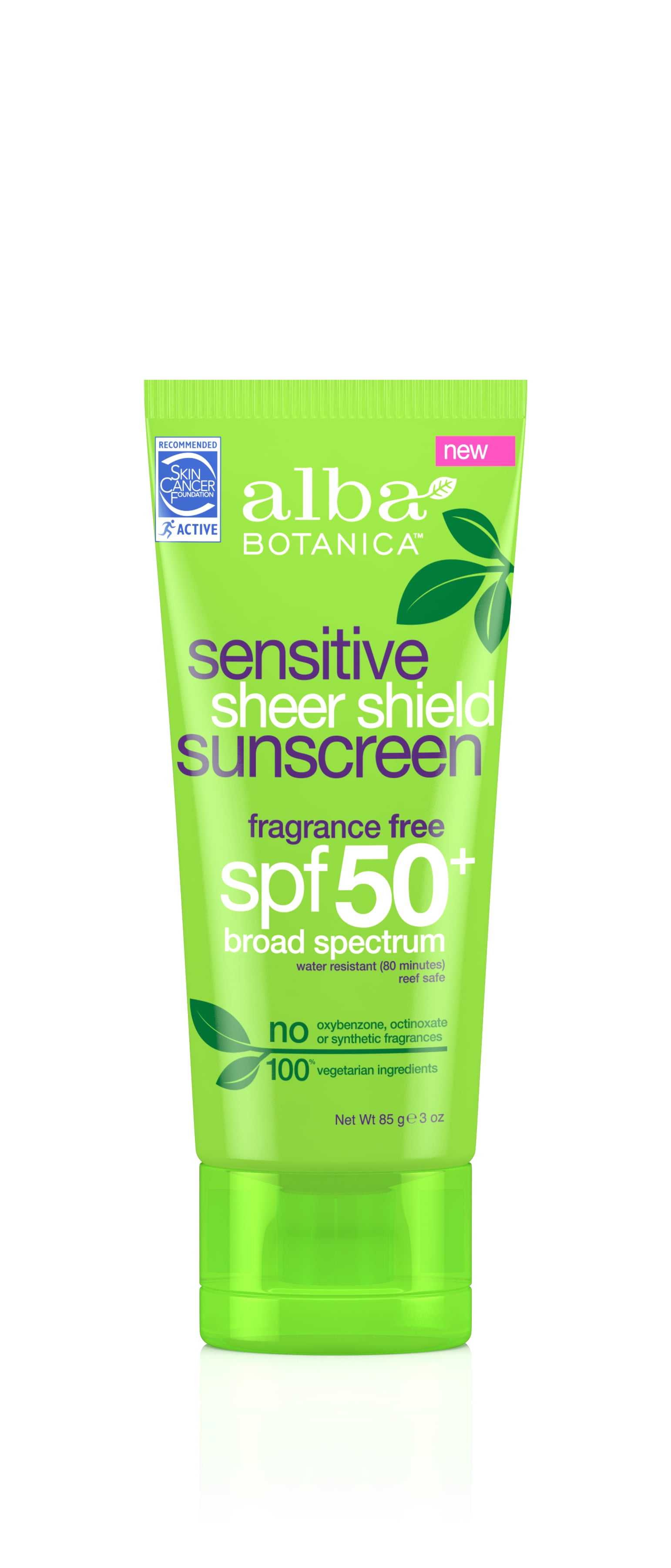 Alba Botanica Sensitive Sheer Shield Sunscreen Lotion SPF 45, Fragrance ...