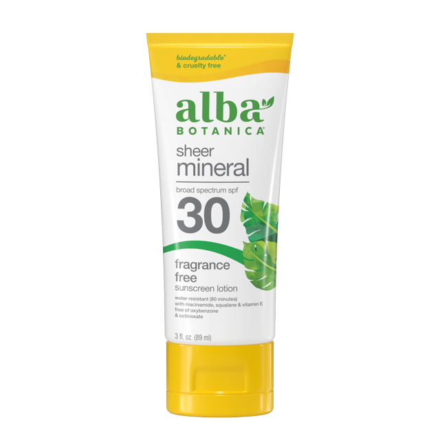 Alba Botanica Natural Face Sunblock, Sheer Mineral Sunscreen Lotion SPF ...