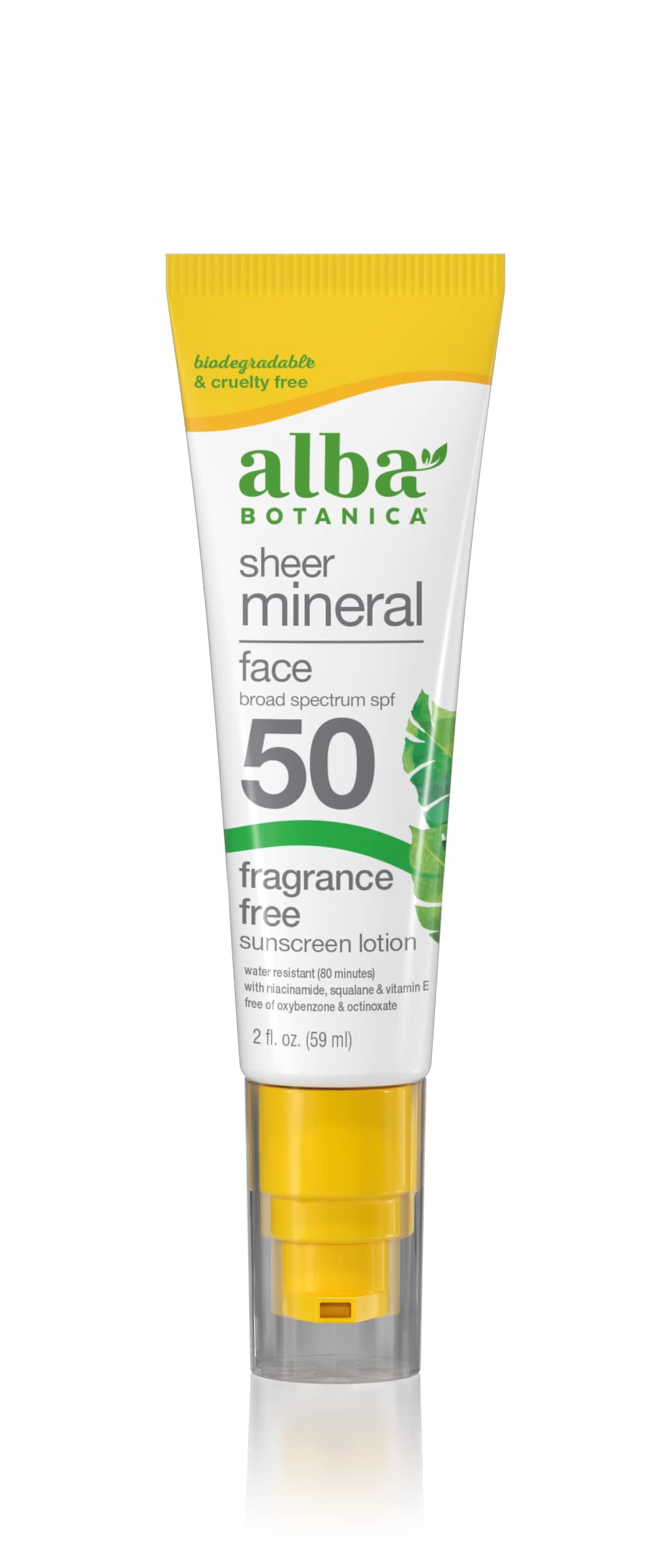 Alba Botanica Sunscreen for DMF15 Face, Fragrance-Free Sheer Mineral Face Sunscreen Lotion ...