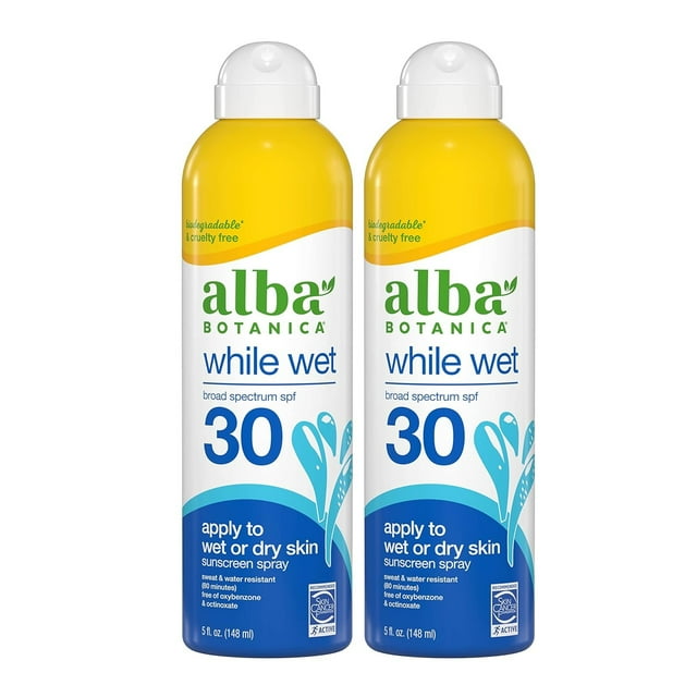 Alba Botanica SPF 30 Sunblock Spray, Water Resistant for Wet and Dry ...
