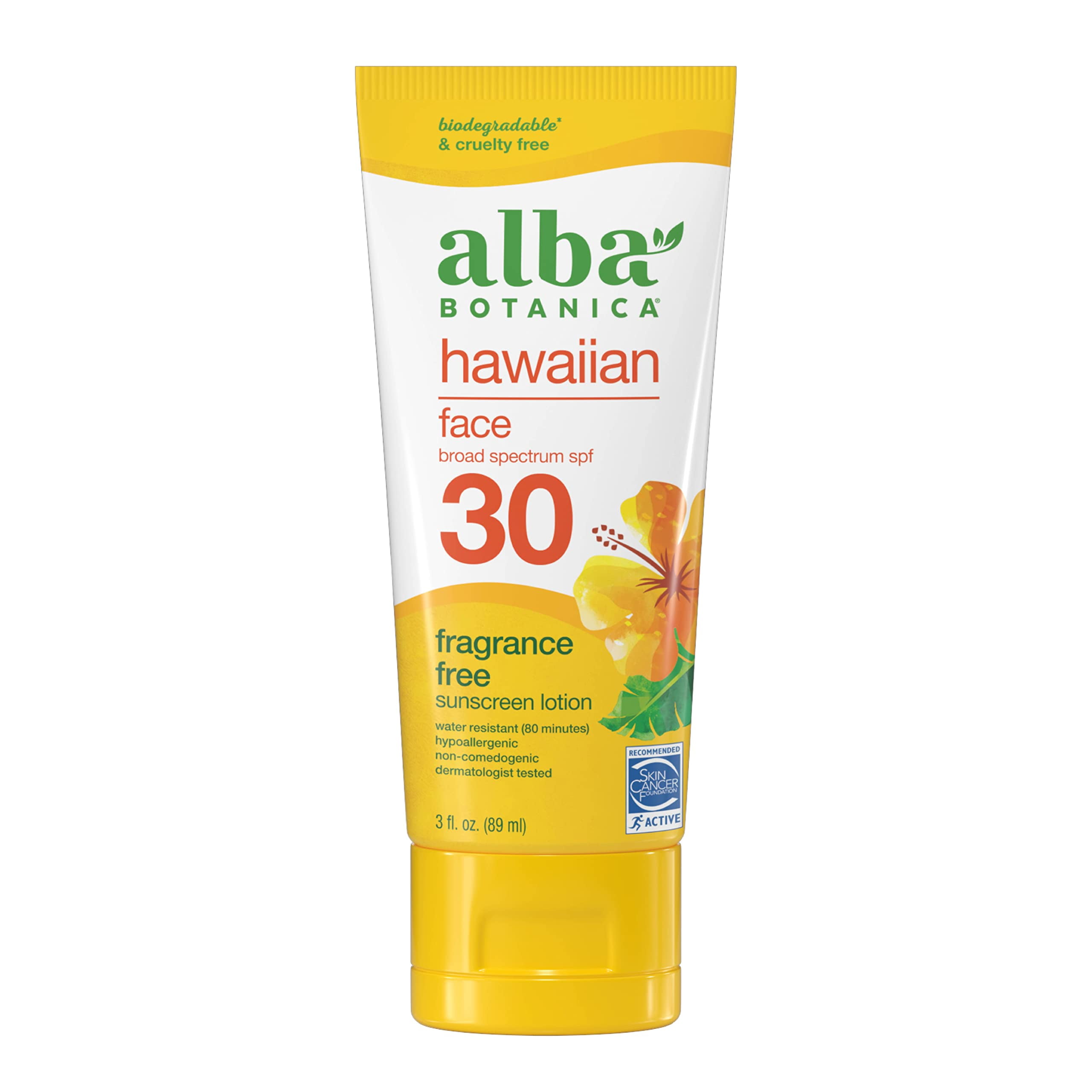 Alba Botanica Sunscreen for Face, Fragrance-Free Hawaiian Face ...