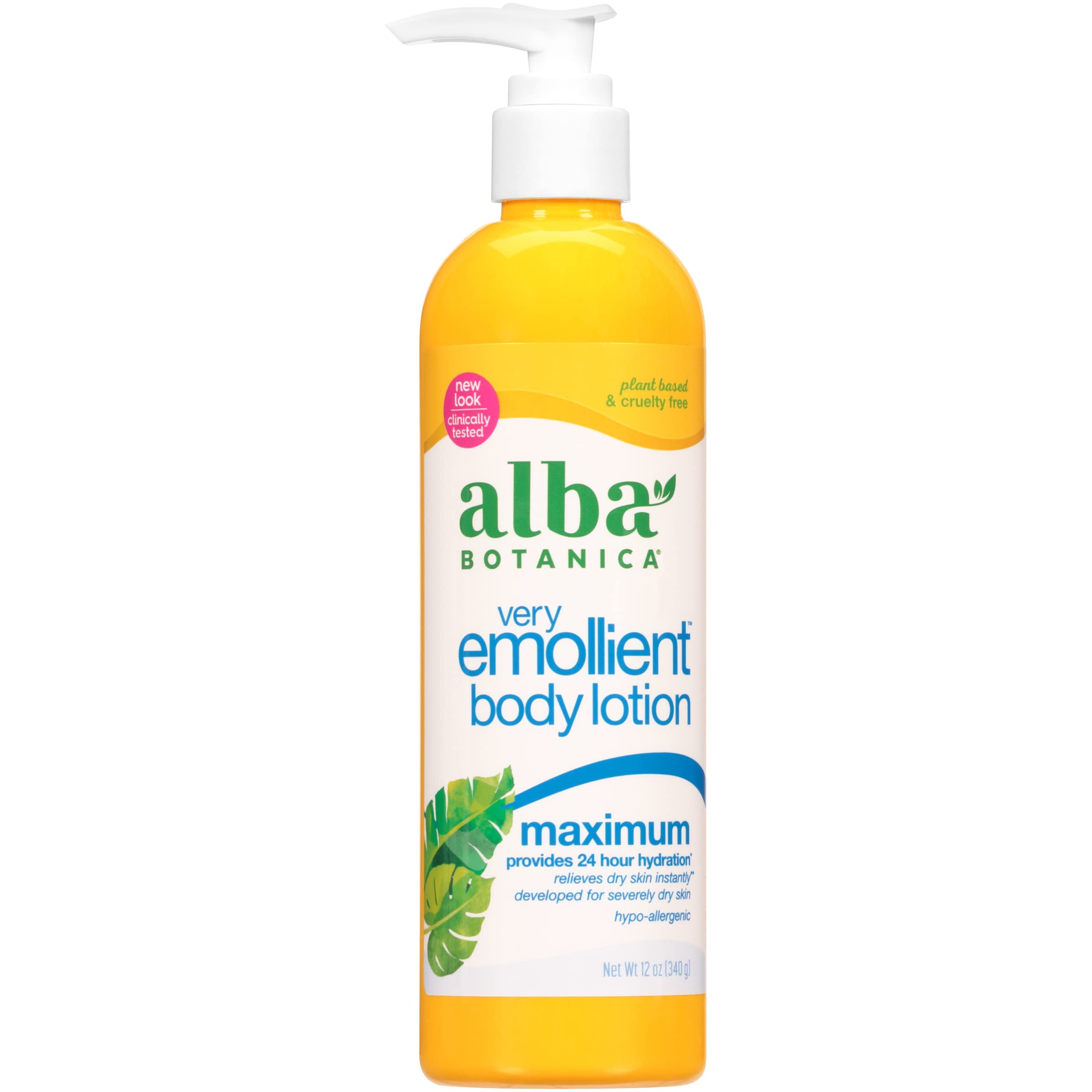 Alba Botanica Very Emollient Body Lotion, Maximum Dry Skin Formula, 12 ...