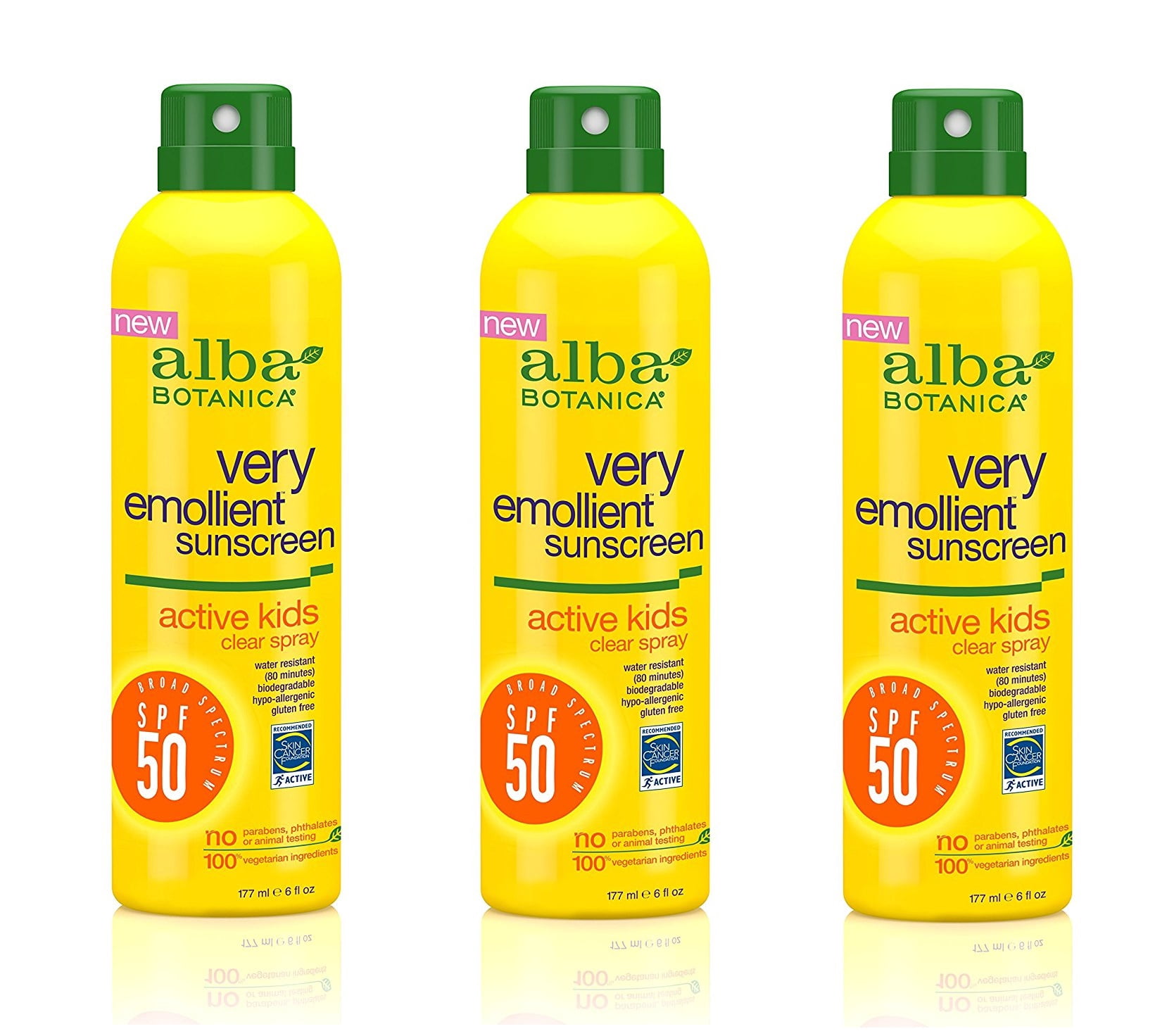 Alba Botanica Very Emollient, Kids Spray Sunscreen SPF 50, 6 Oz (3 Pack ...