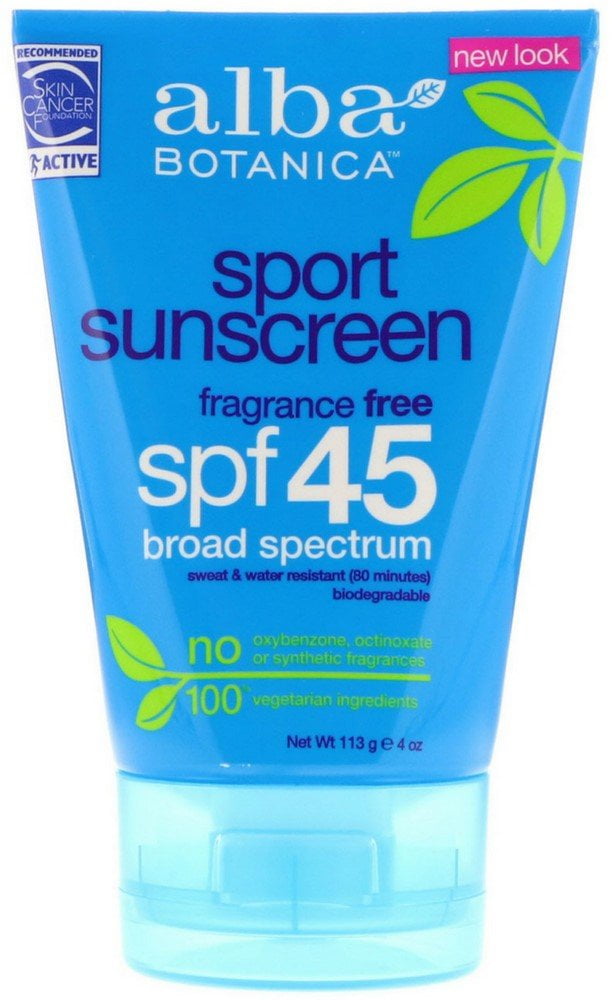 Alba Botanica Very Emollient, Sport Sunscreen SPF 45 4 oz (Pack of 2 ...
