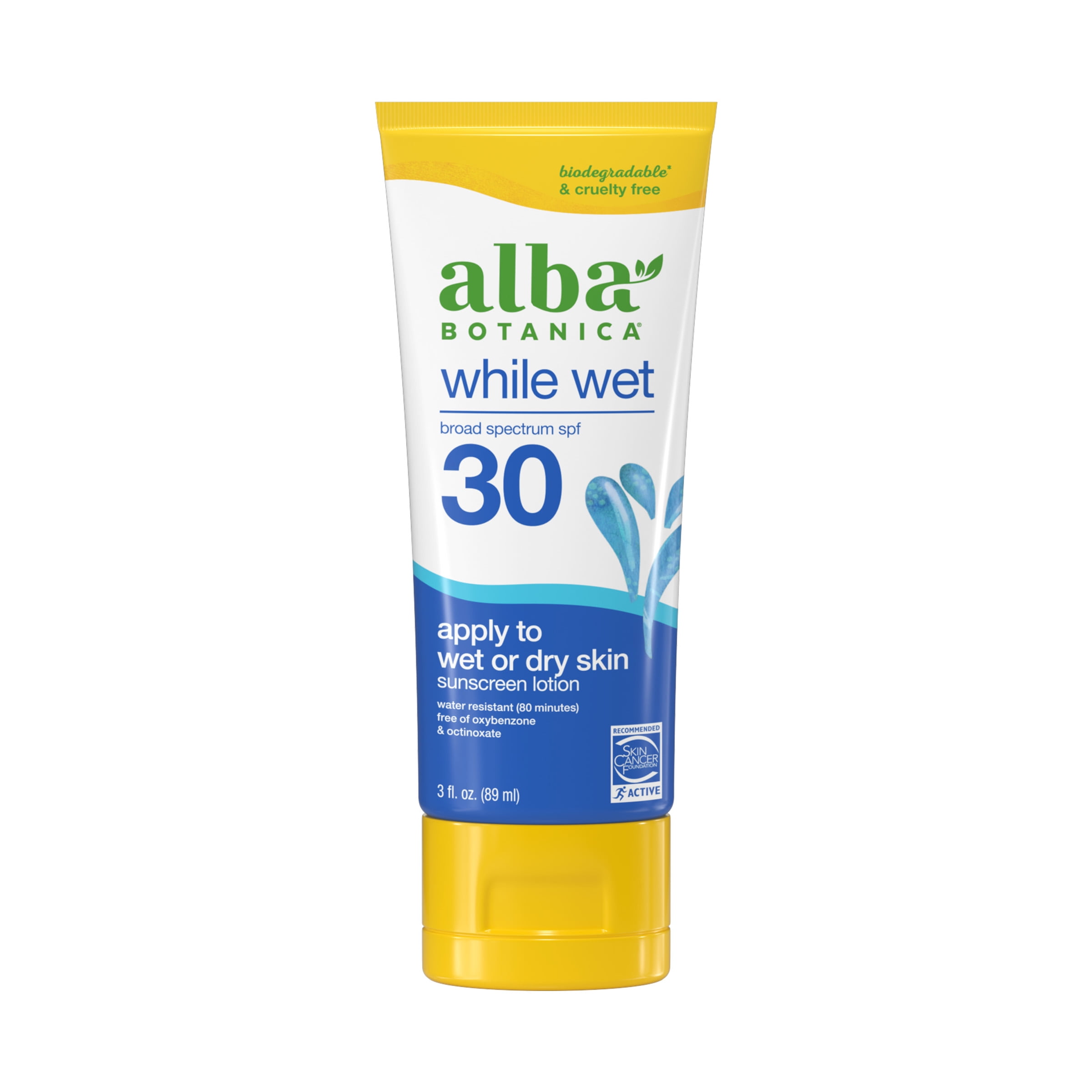 Alba Botanica While Wet Sunscreen Lotion SPF 30, 3 fl oz - Walmart.com