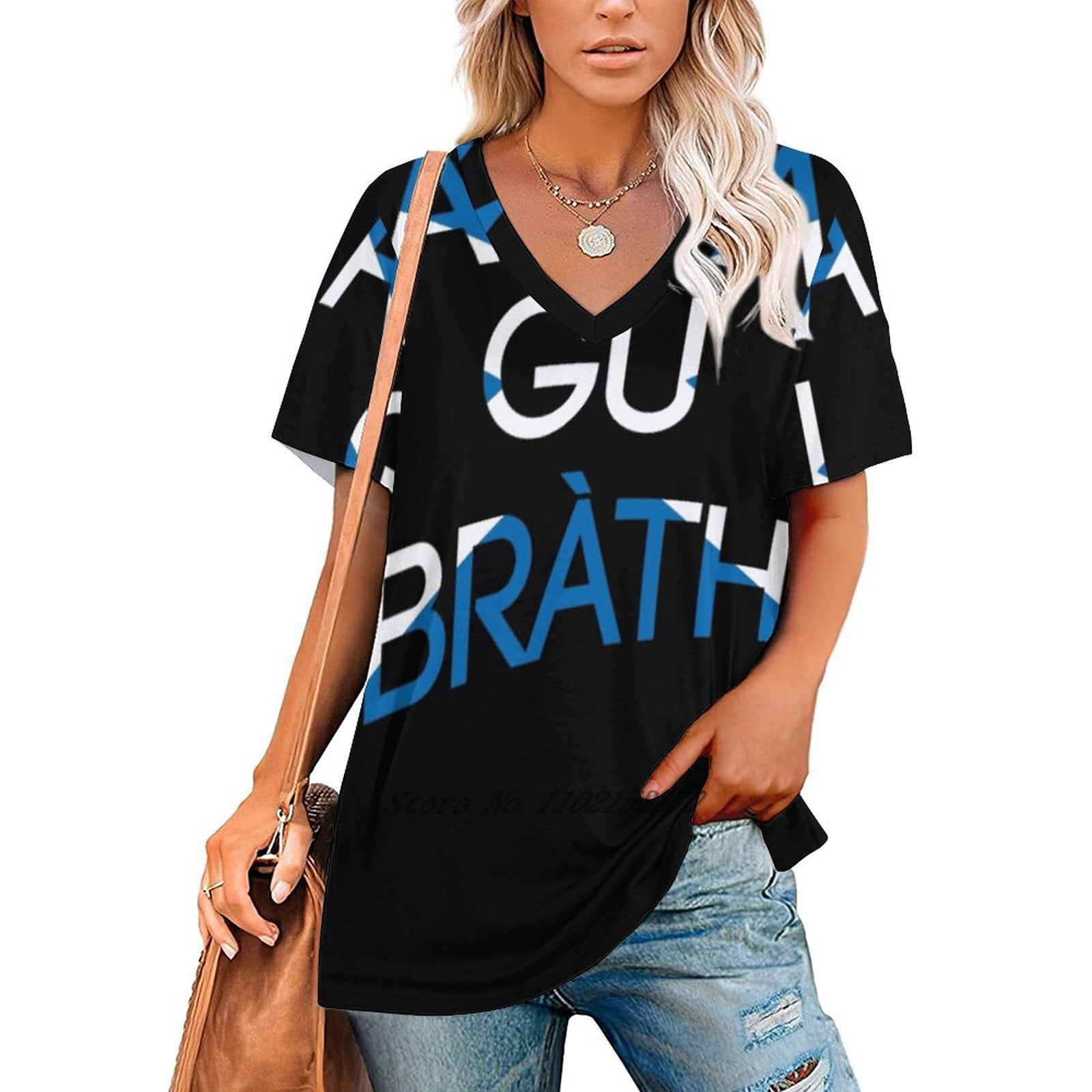 Alba Gu Brath Scottish Saltire Flag Text Slogan Women'S T-Shirt Casual ...