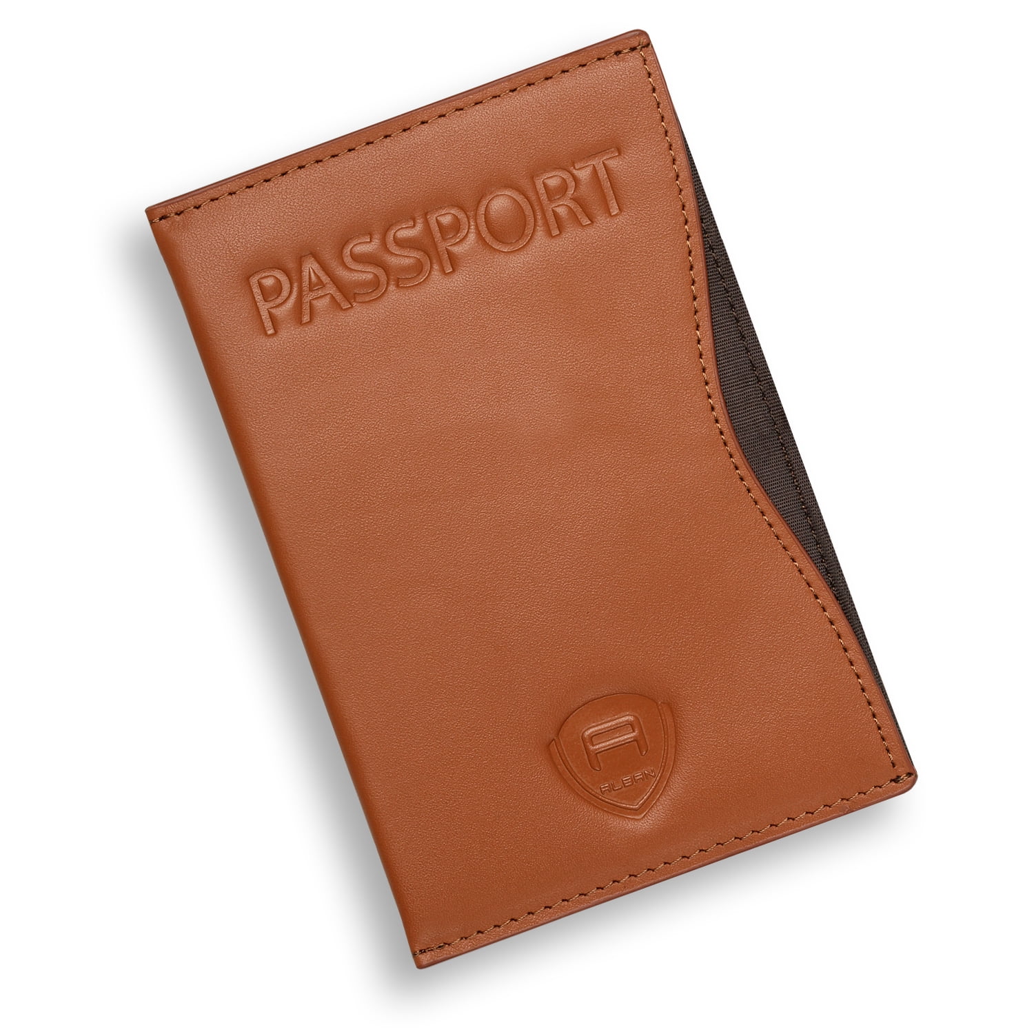 Alban, Genuine Leather Slim Passport Holder, RFID Protection, Brown ...