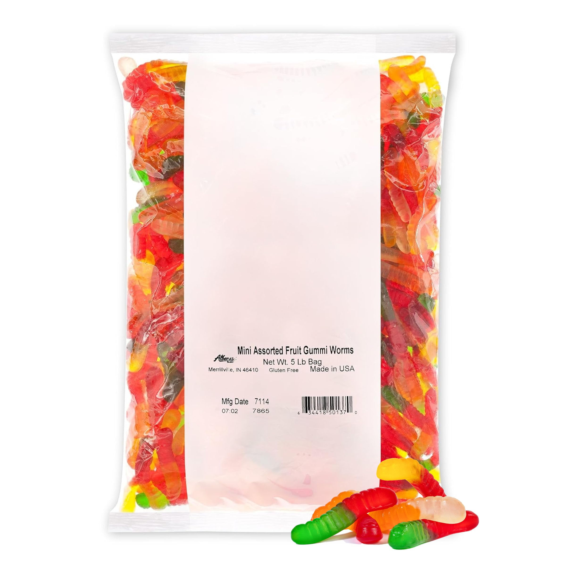 Albanese Candy Mini Assorted Fruit Gummi Worms Gummi Candy, Assorted ...