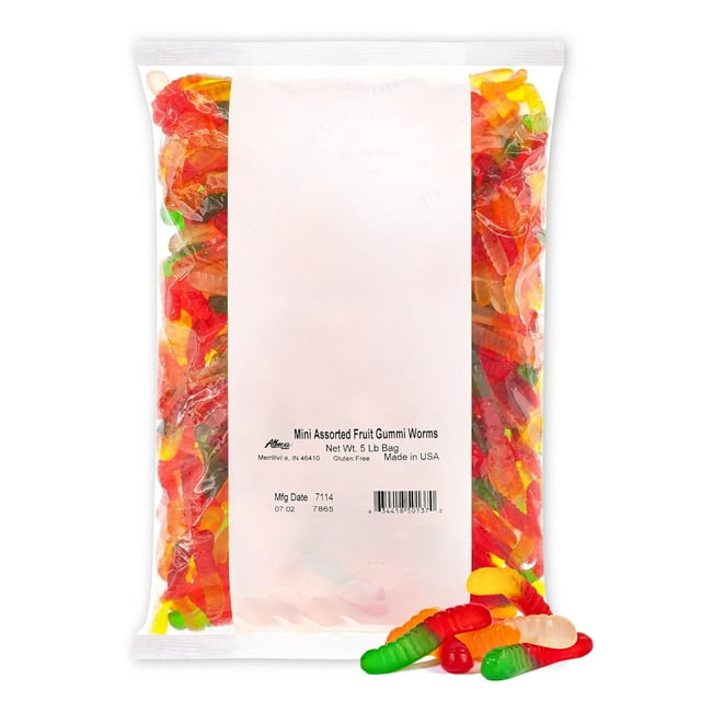 Albanese Candy Mini Assorted Fruit Gummi Worms Gummi Candy, Assorted ...