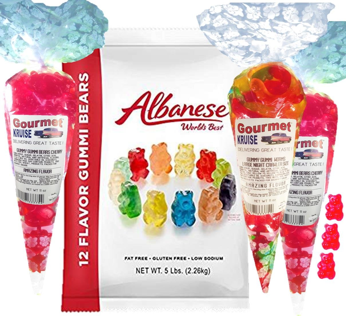 Albanese Gummi Bears-Gummy Bears 12 Flavors-5lb Bag Plus (2) Red Wild ...