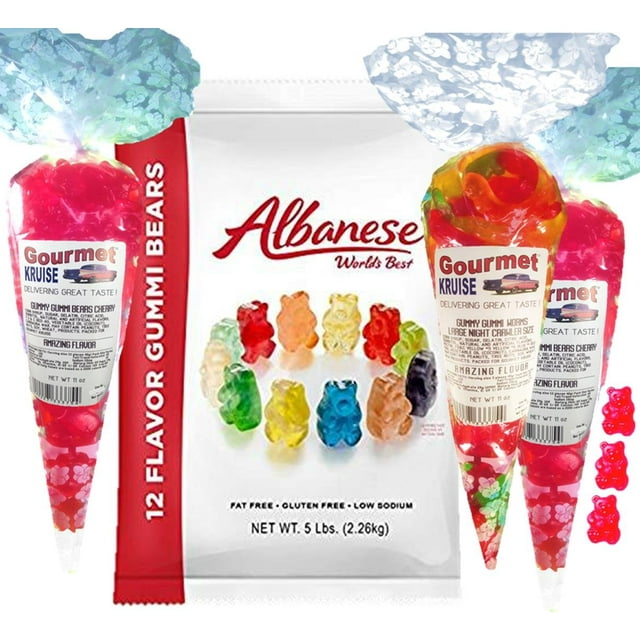 Albanese Gummi Bears-Gummy Bears 12 Flavors-5lb Bag Plus (2) Red Wild ...