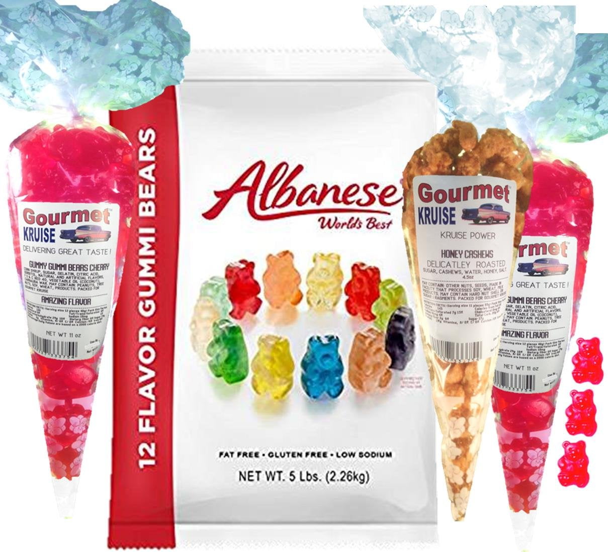 Albanese Gummi Bears-Gummy Bears 12 Flavors-5lb Bag Plus (2) Red Wild ...