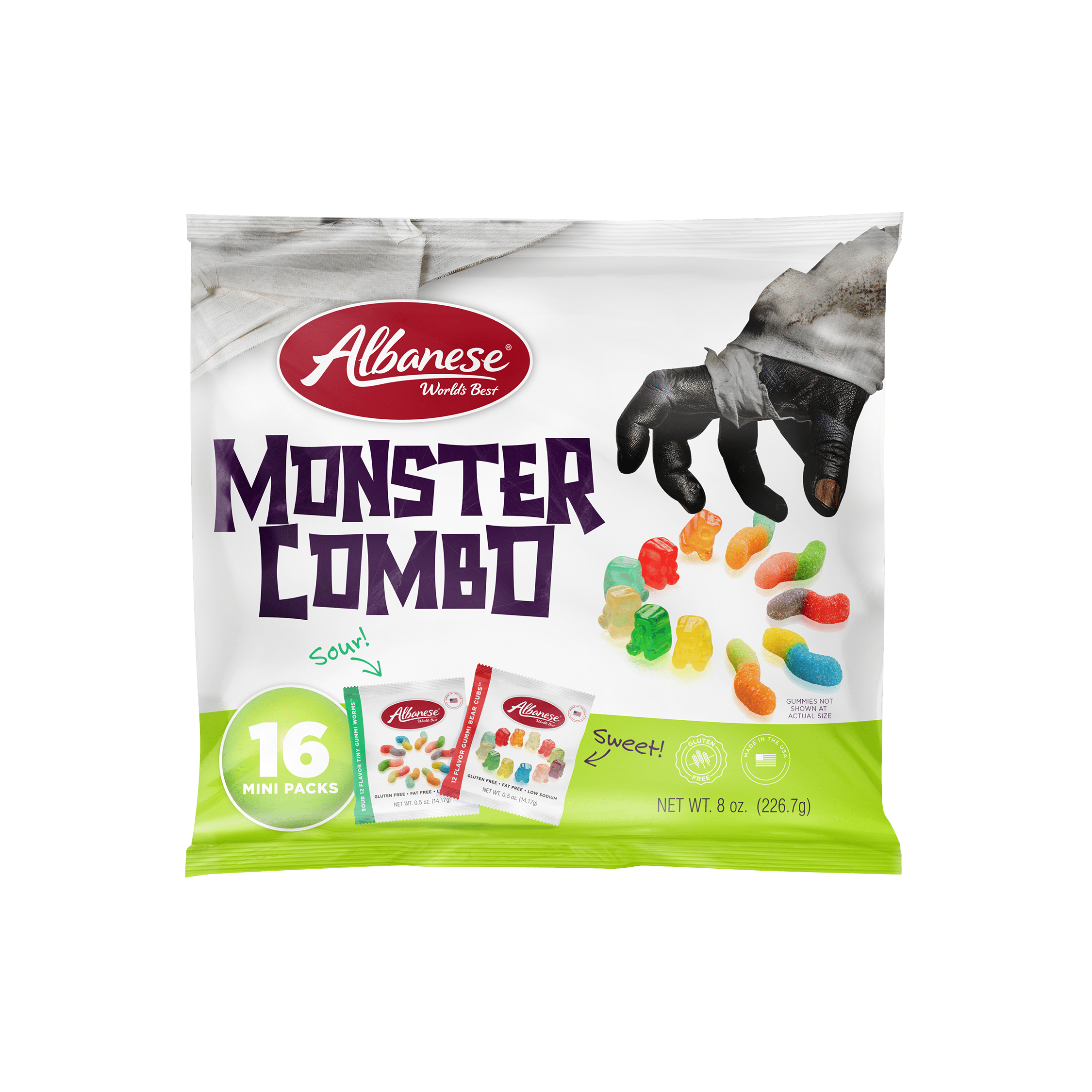 Albanese Halloween Monster Combo Sweet & Sour Gummi Bears, 16 Mini ...