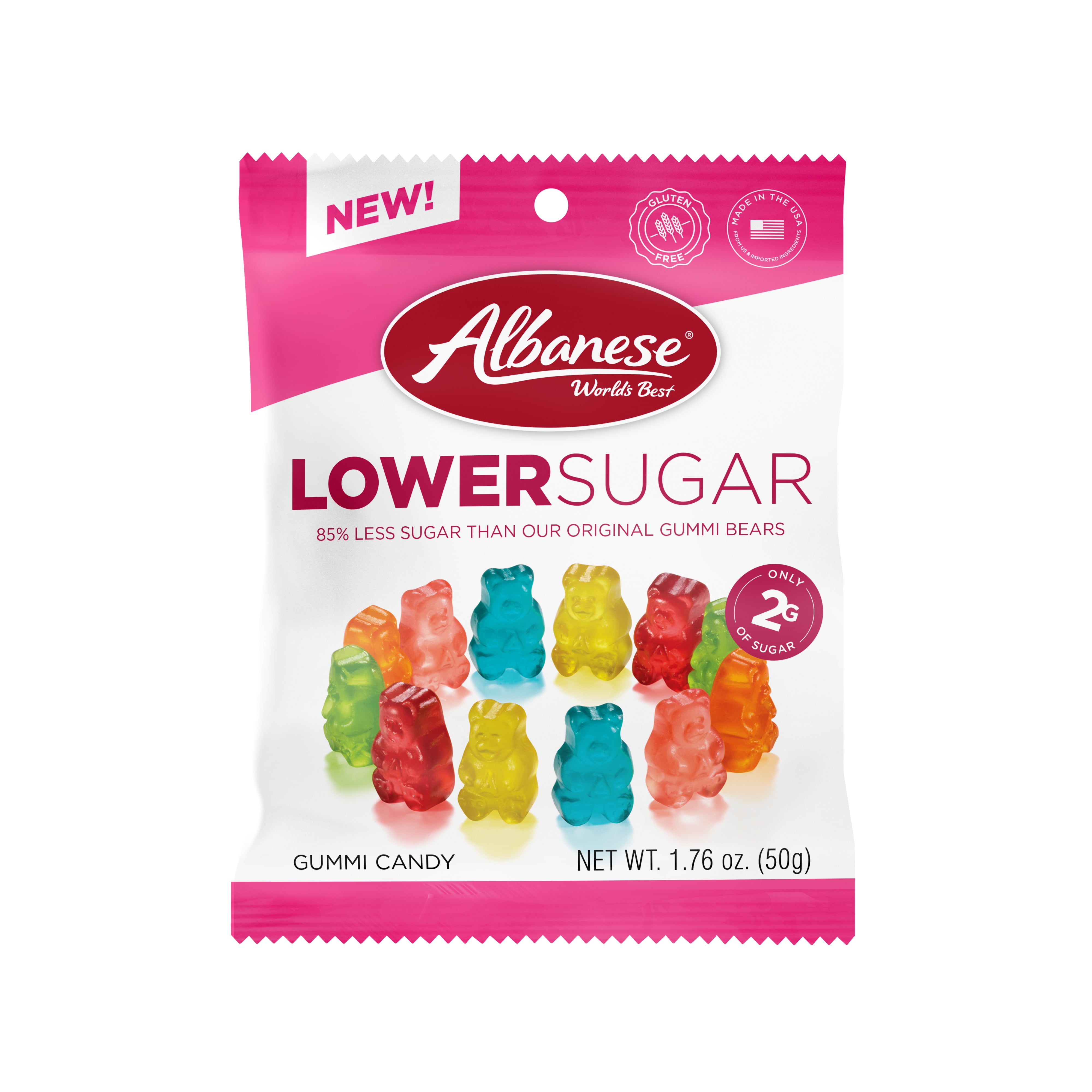 Albanese World's Best Lower Sugar Gummi Bears, 1.76oz Regular - Walmart.com