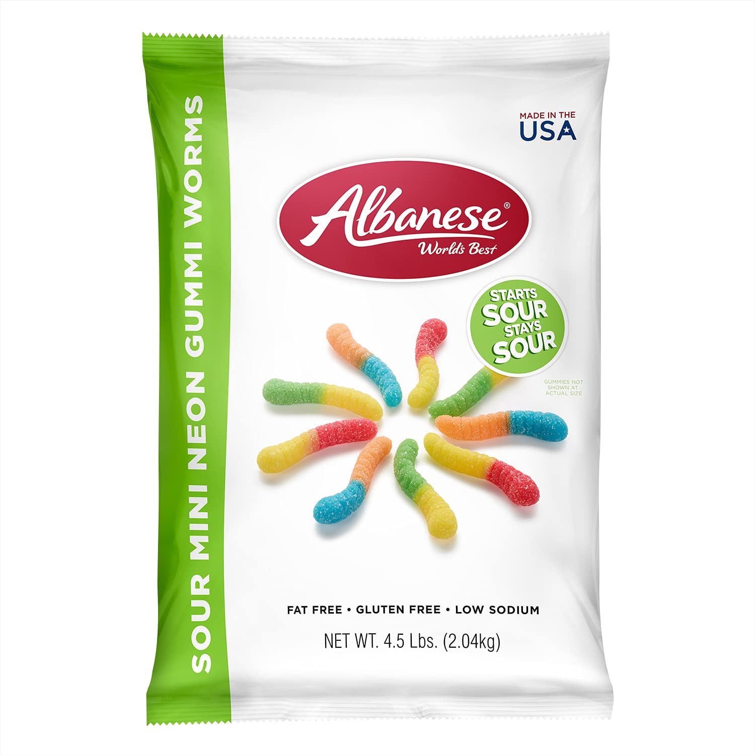 Albanese World's Best Sour Mini Neon Gummi Worms, 4.5lbs of Candy ...